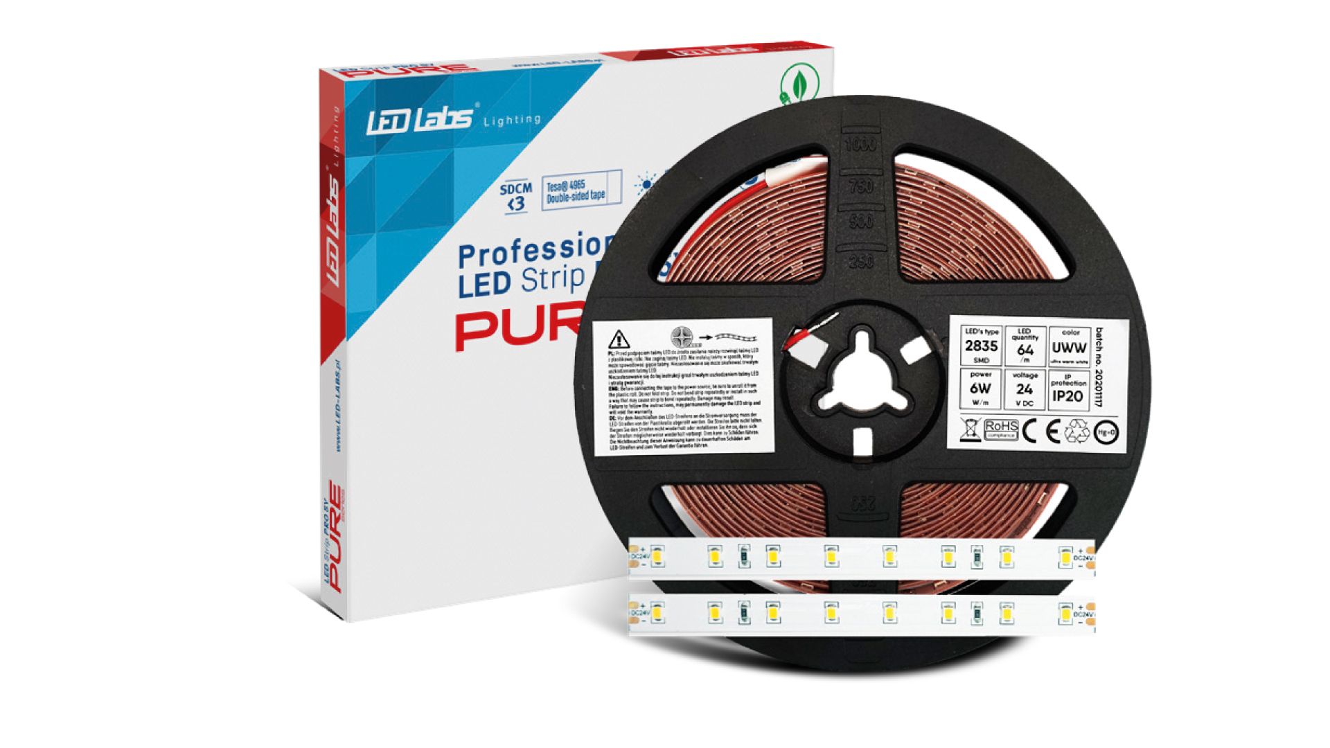 Taśma LED PRO 5Y 24V 320 LED 2835 SMD 6W 10000K RA90 ★ Sklep Led - Labs